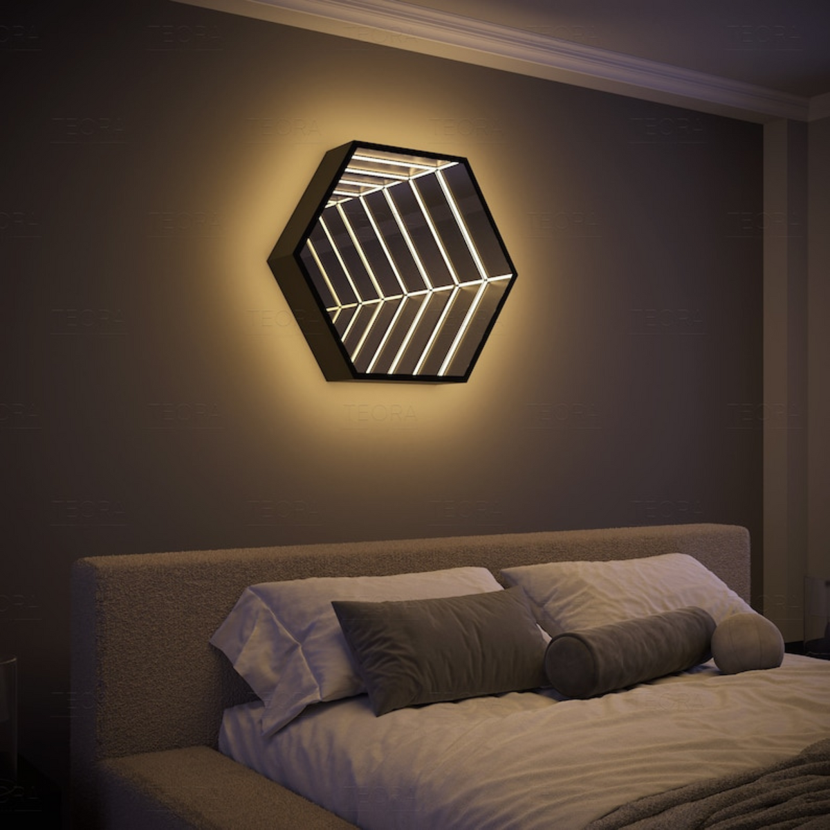Hexagonal Infinity Mirror with Tunnel Light Wall Decor – Neon Chase