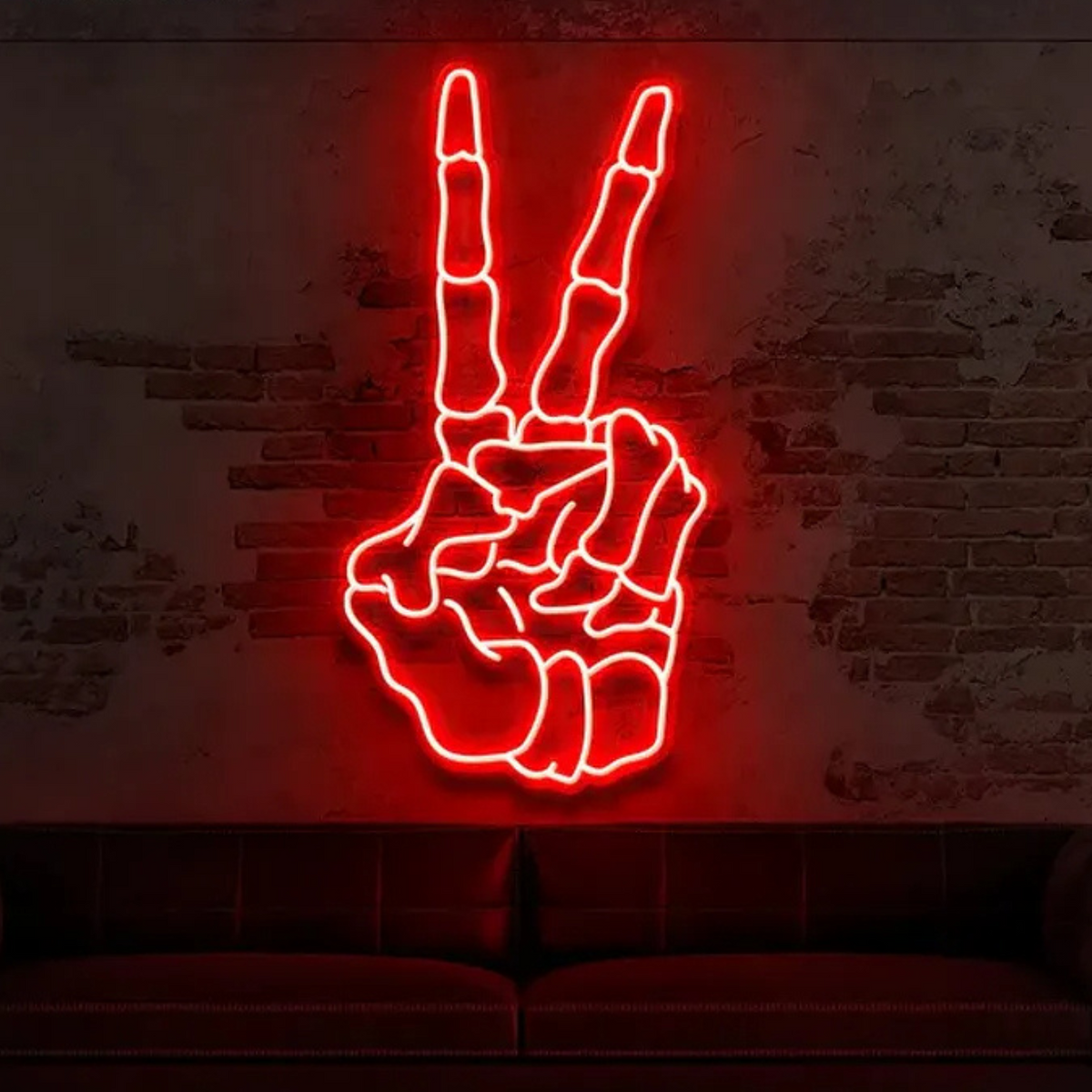 Skeleton Hand Peace LED Neon Sign - Cool & Edgy Neon Wall Decor – Neon ...