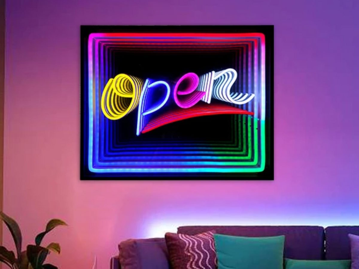 "Open" LED Infinity Neon Sign - Mesmerizing Decor Statement – Neon Chase