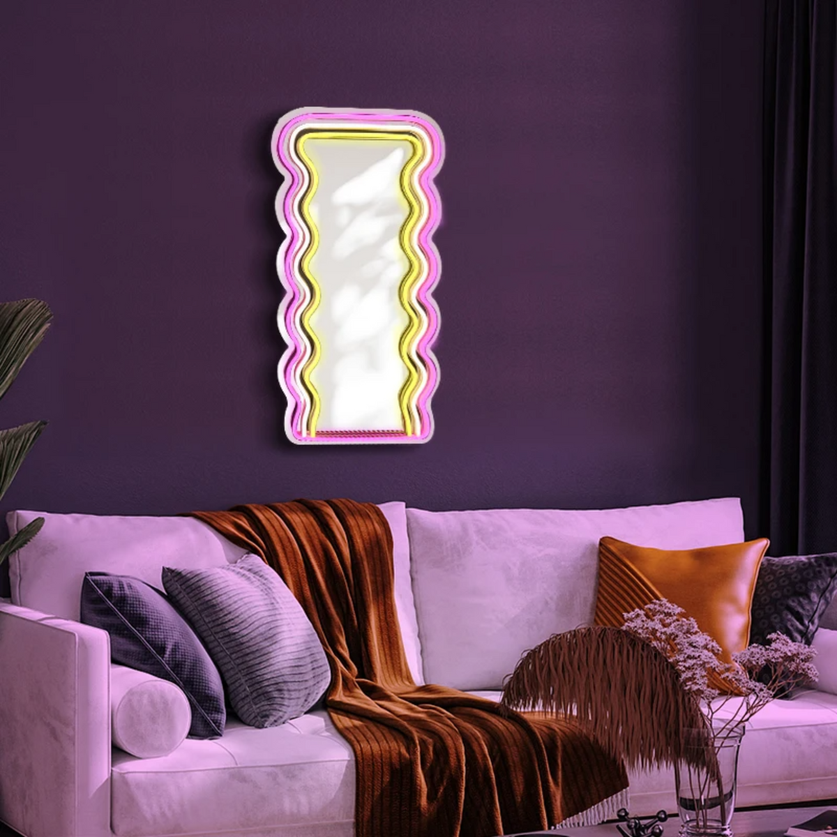 Wavy Neon Changing Color Mirror - Illuminate & Reflect in Style – Neon ...